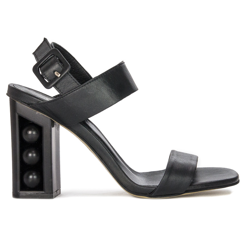 Venezia Sandały damskie skórzane na słupku MARZ Black Czarne | Midiamo.pl